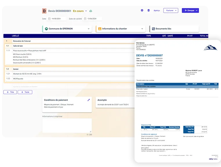 EBP Hubbix • logiciel de facturation pour artisan du bâtiment • EBP
